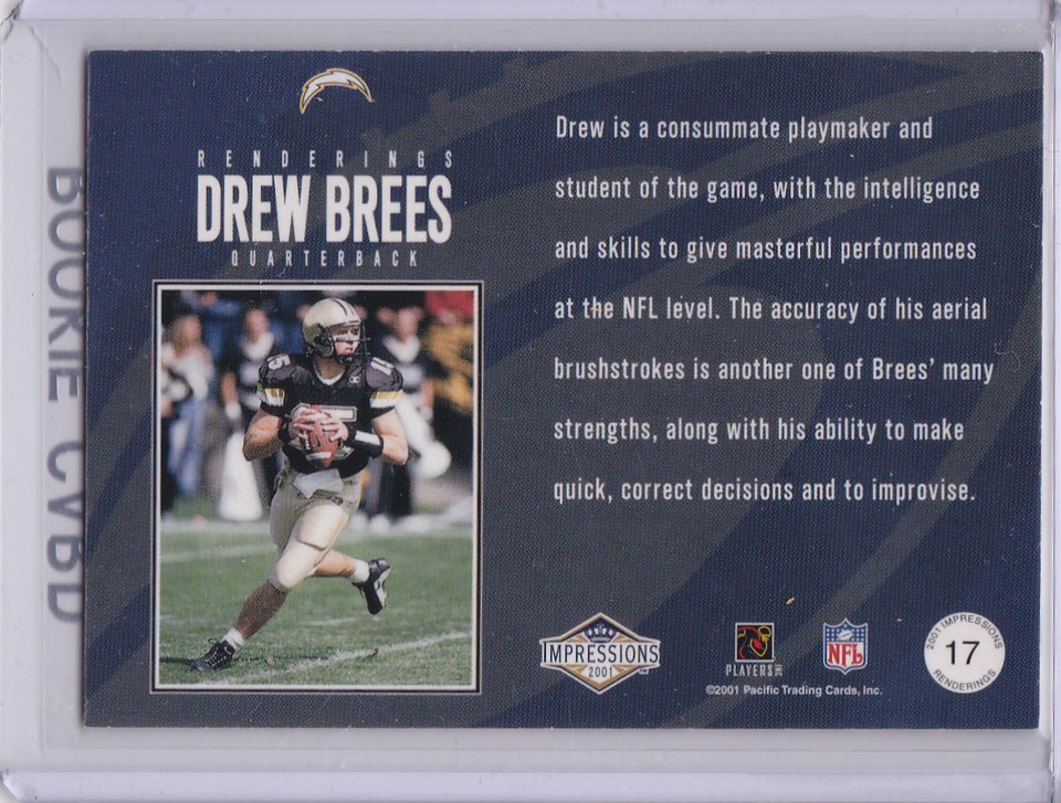 DREW BREES ROOKIE CARD Pacific Impressions RC New Orleans Saints ...
