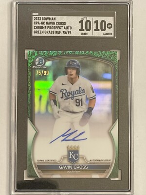 2023 Bowman Chrome Gavin Cross Green Grass Refractor Auto /99 SGC 10/10 ...