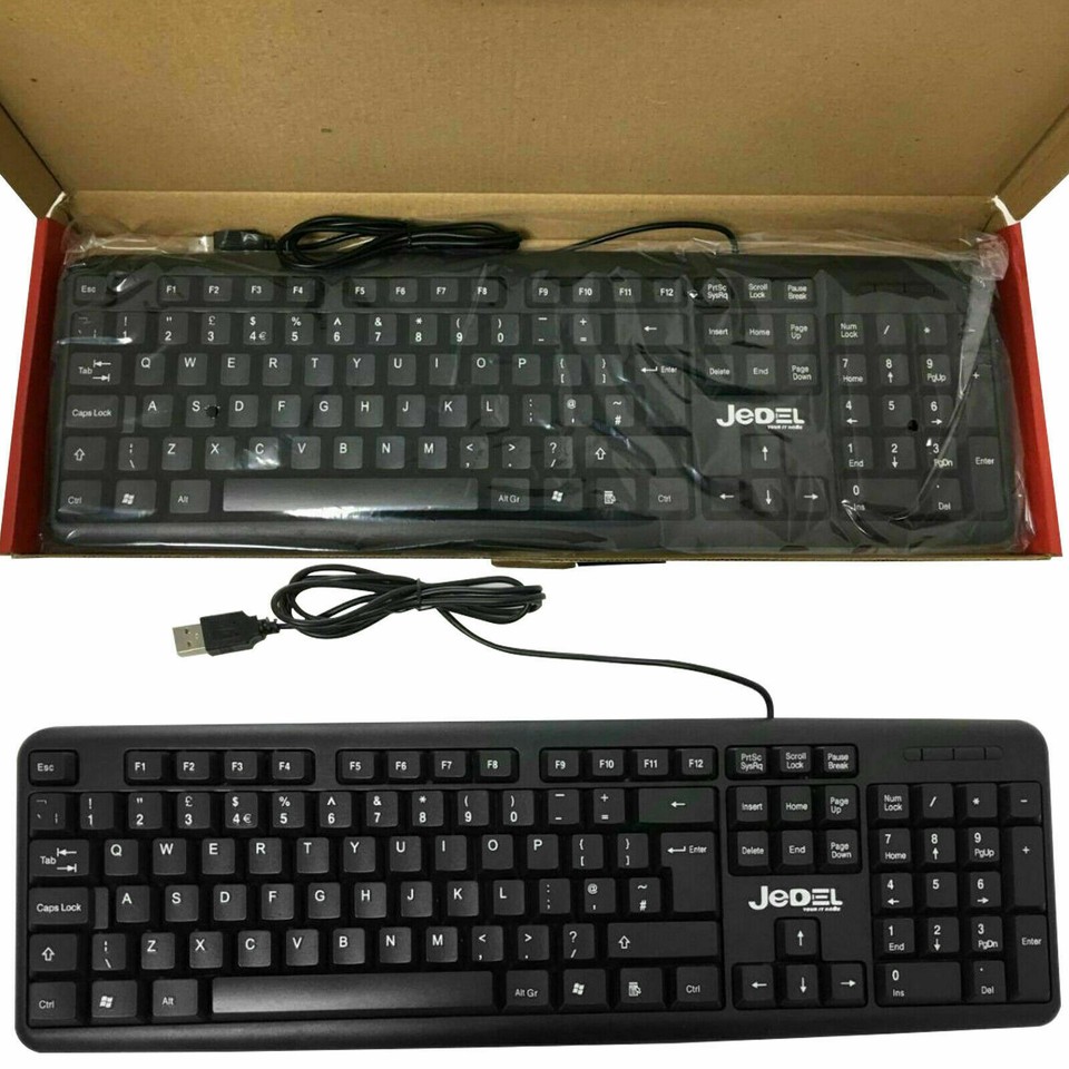 NEW K11 Slim USB Wired Keyboard Full Size QWERTY UK Layout For PC ...