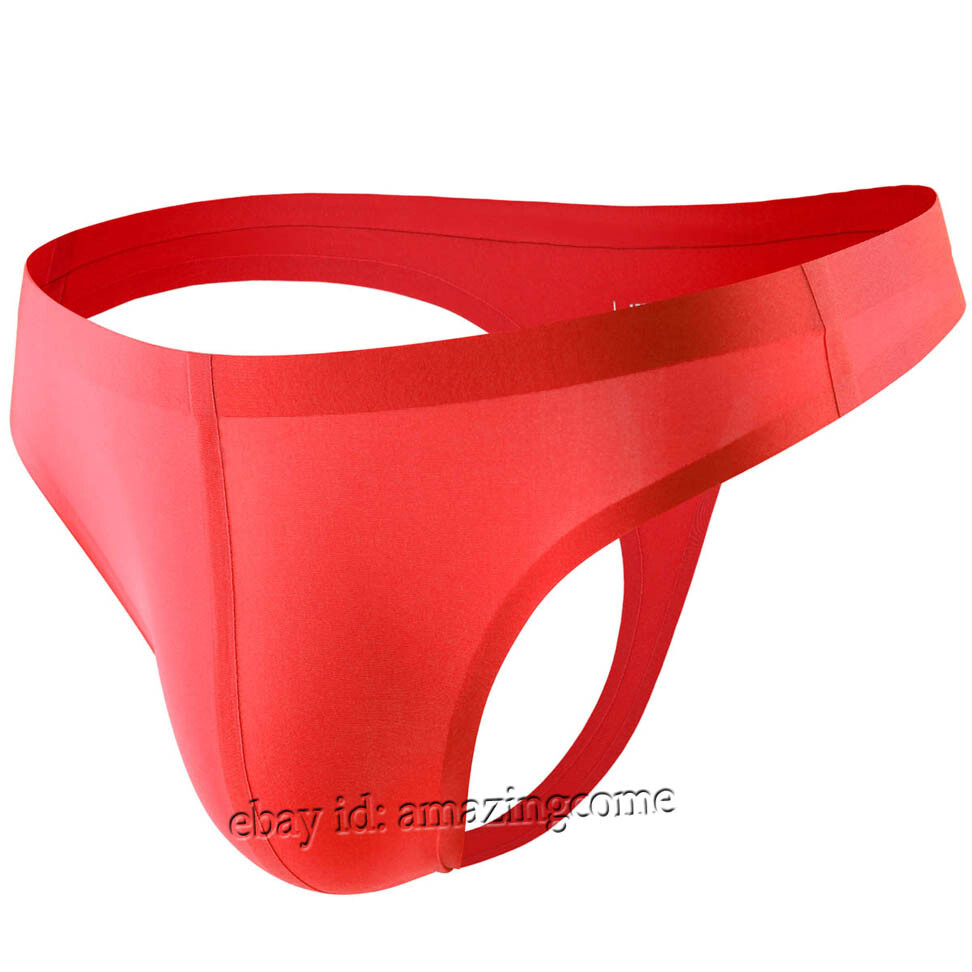 Men 4-Pack Seamless Ice Silk G-Strings Underwear Thongs Bikini Brief ...
