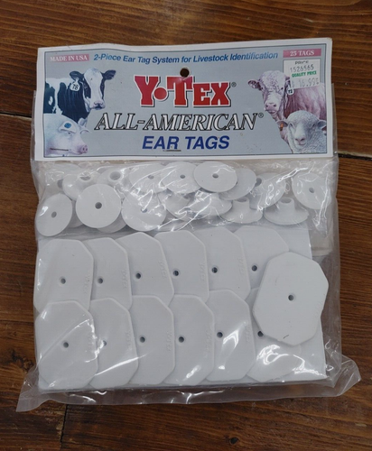 Y-TEX All American 2 Piece Ear Tag System Livestock Id. 25 White | eBay