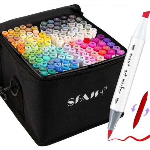 Alcohol Markers Brush & Chisel - 121 Colors Double Tipped Art Markers ...
