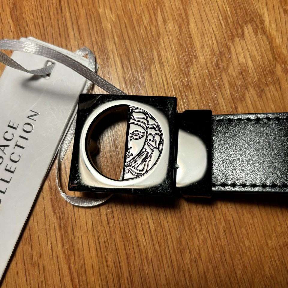 Versace Black Silver Medusa Leather Belt | eBay