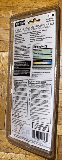 Meridian 18w Bright White G24 Non-dimmable LED Replacement Bulb for ...