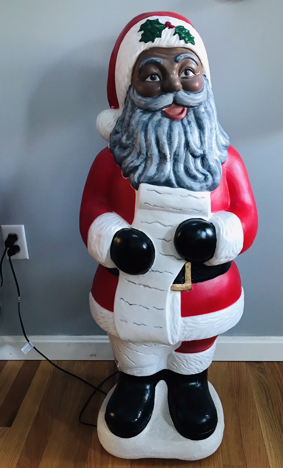 Santa Black African American Light Up Lighted Christmas Decoration 40 ...