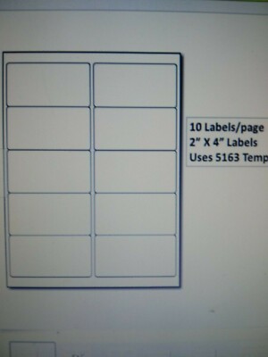 Premium 10 up Laser/Inkjet Address Labels 4 x 2" 10 Labels/Sheet 100 ...