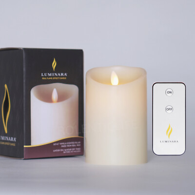 Luminara Flickering Flameless LED Pillar Candles Moving Wick With Remote 5inch | eBay