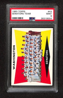 1960 Topps #43 Washington Senators Team PSA 9 Mint 28319554 | eBay