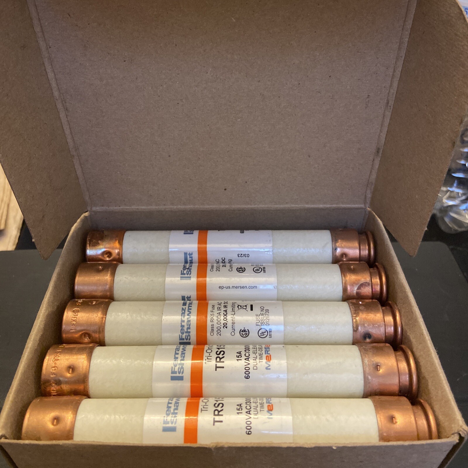 Pk of 10 Mersen TRS15R Ferraz Shawmut Fuse 15 A, Time-Delay, Class RK5 ...