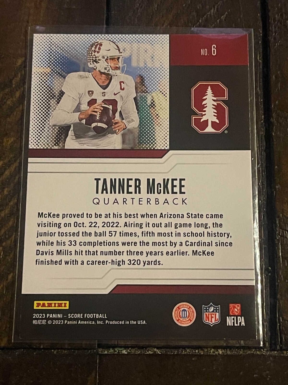 2023 Panini Score Football Tanner McKee Protential Rookie Card #6 ...