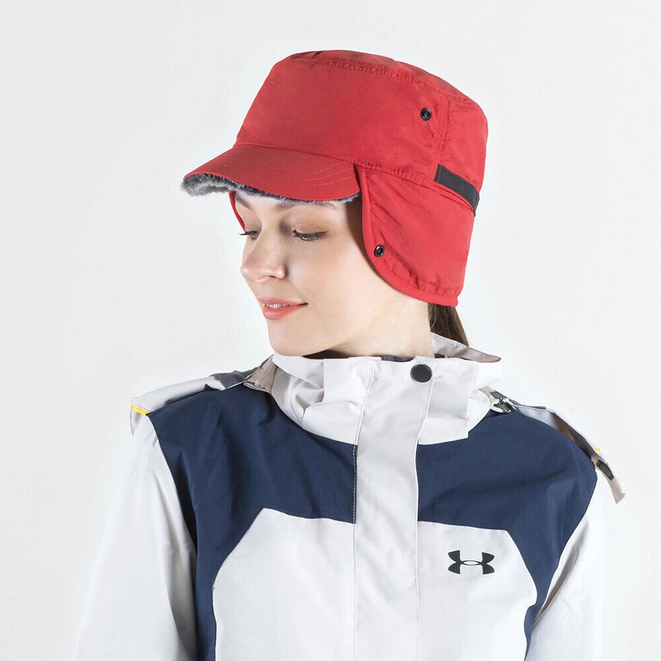 Mens Women Thermal Beanie Baseball Cap with Visor Ear Flaps Winter ...