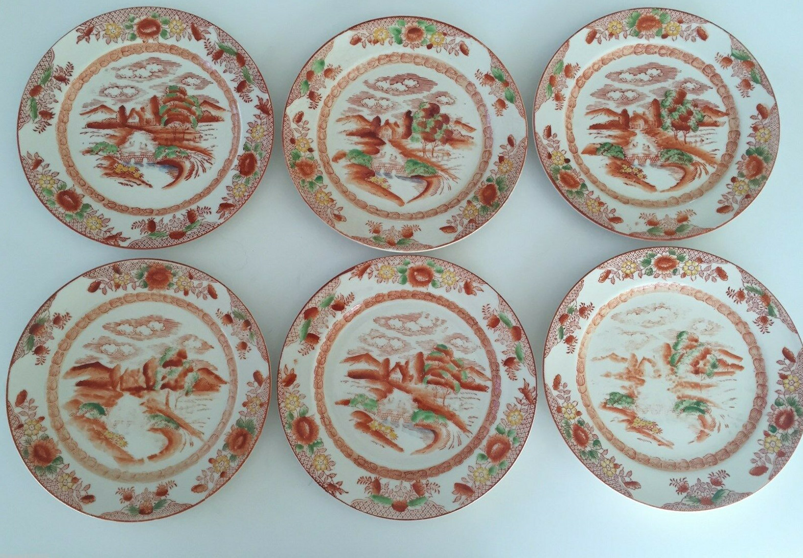 Mepoco China Japan MPC9, Rust Border & Scene - Lot of (6) 8" PIE ...