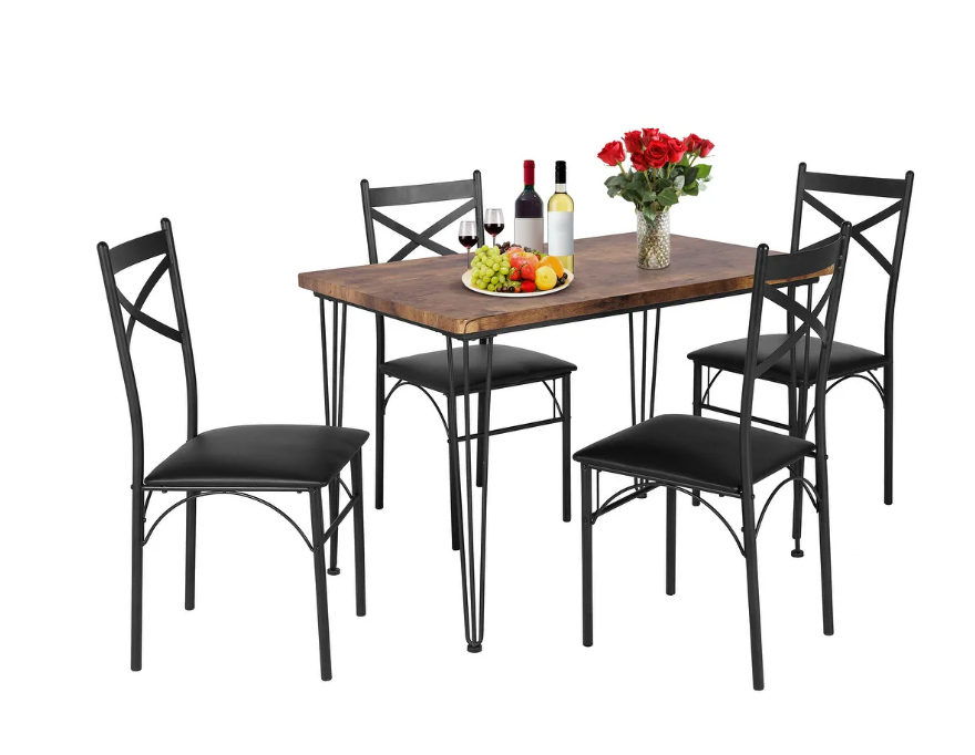 5-piece Dining Table Set Kitchen Room Home Furniture Chairs Wooden ...