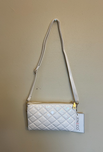 Jen & Co. Small Quilted Shoulder Bag White Vegan Leather | eBay