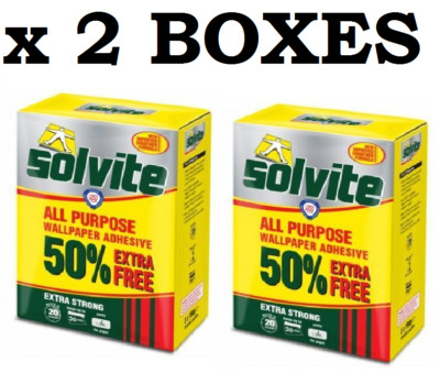 2 x Solvite All Purpose Wallpaper Paste Adhesive Glue 30 Rolls Extra ...