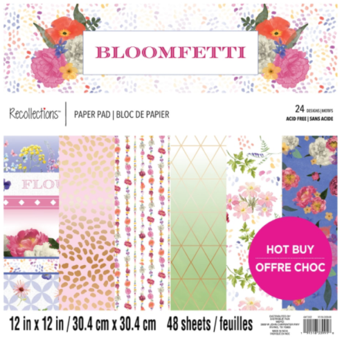Recollections Scrapbook Paper Pad Bloomfetti 48 Sheets 12x12" Flowers ...