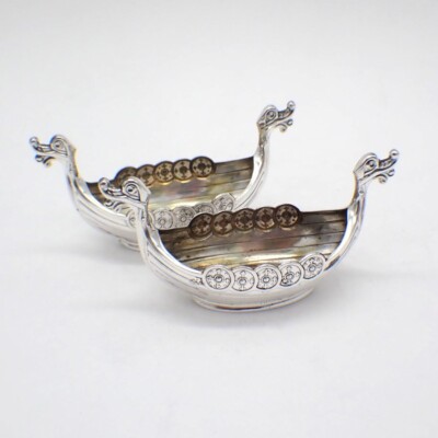 Viking Ship Form Open Salts Magnus Aase Sterling Silver Norway | eBay