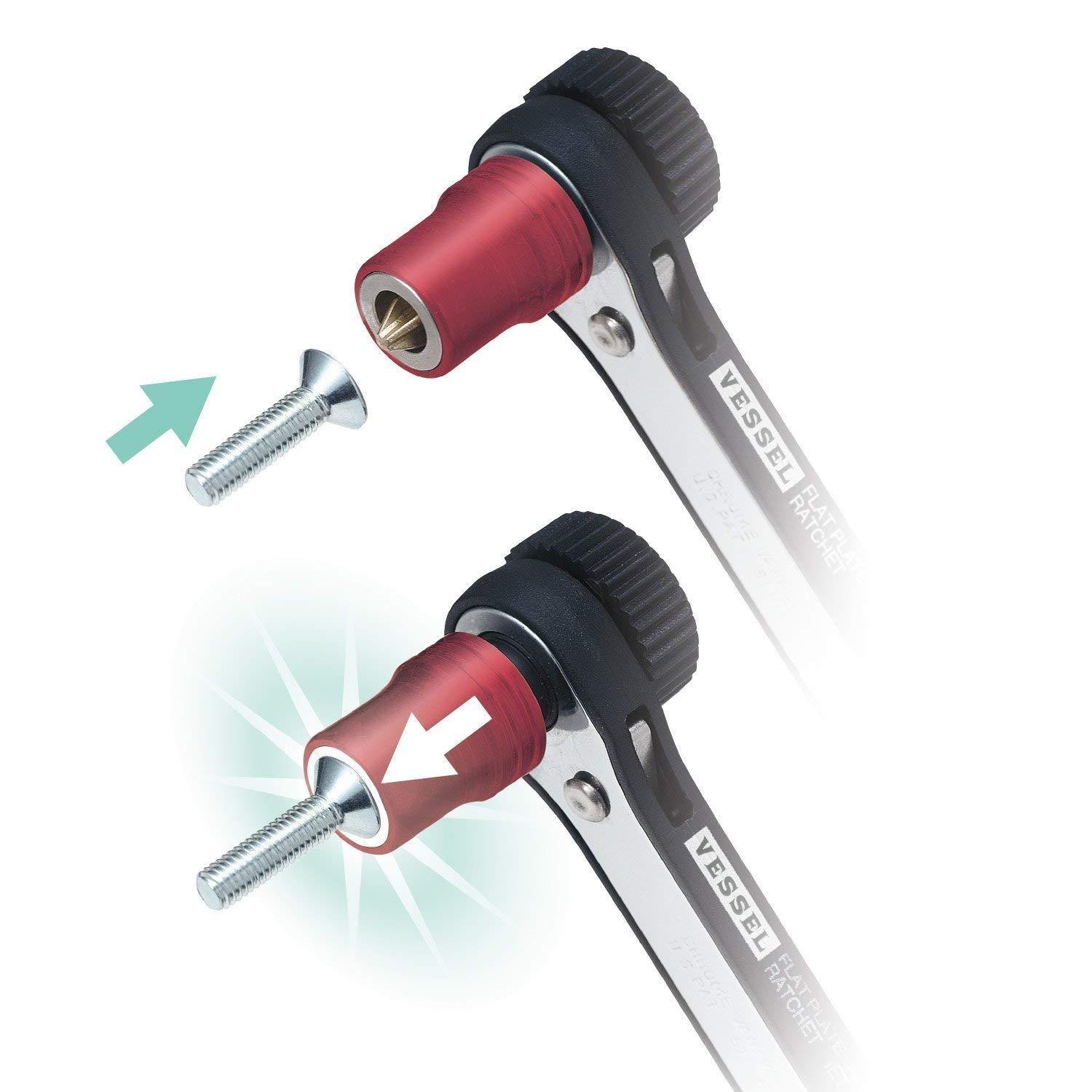 VESSEL Plate Ratchet Magnetic Screw Catcher Bits Set TORX TX-12MC made ...