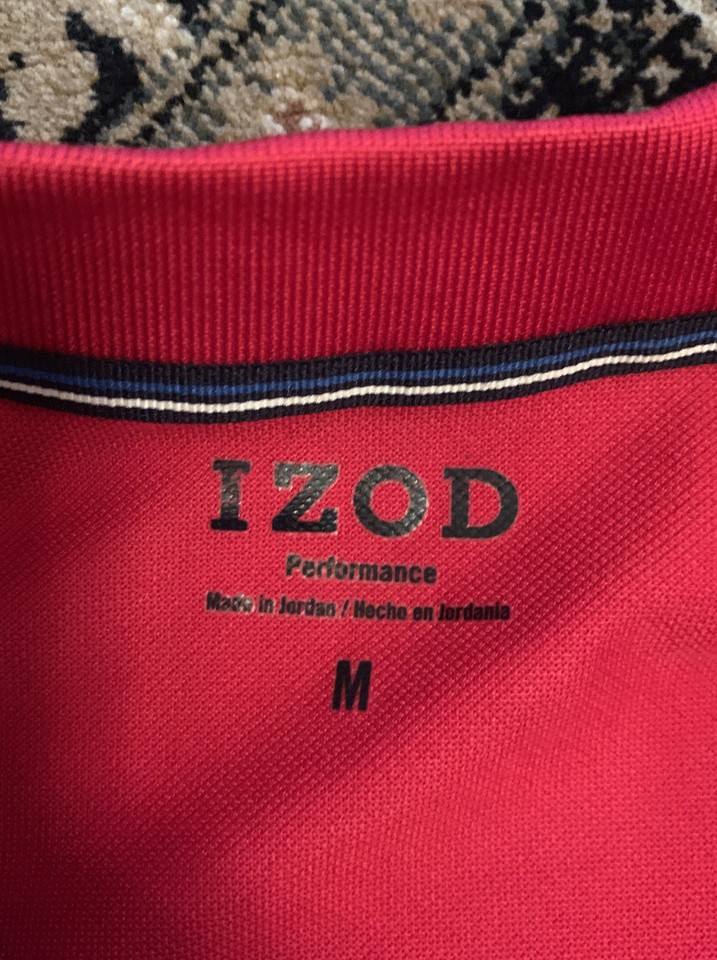 Izod Mens Polo Shirt RED Size Adult Medium - NICE !! | eBay