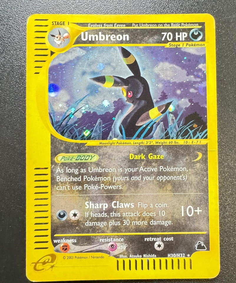 Pokemon Card 2003 Skyridge Umbreon Holo ENG H30/H32 WOTC E-Reader ...