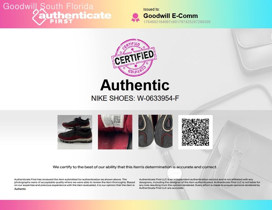 Authentic Nike Mens Air Max 97 DQ3955-600 Burgundy Black Sneaker Shoes ...