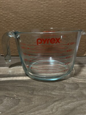 Vintage PYREX Measuring Cup: 4 Cups 32oz 1 Liter Quart Red Letters ...