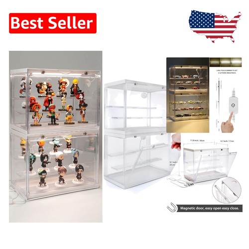 Compact Mini Figures Display Case with Dimmable Lighting - Dustproof ...