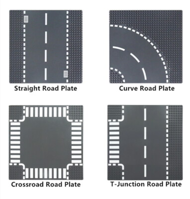ROAD Base Plate For Lego Construction City T-Junction Straight Corner ...
