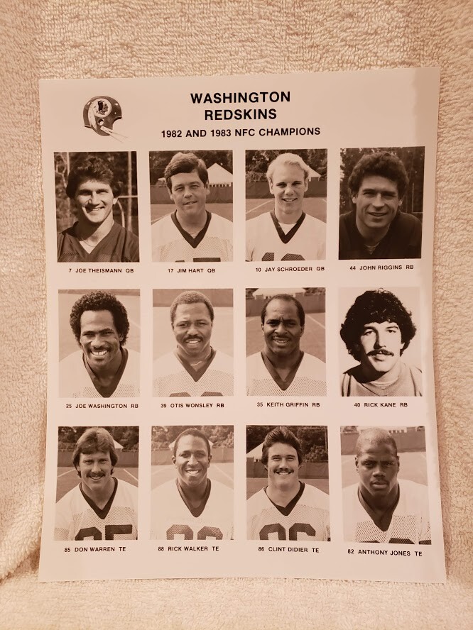 RARE Washington Redskins 1982-83 NFC Champions Team Issued B&W Press ...