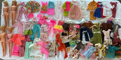 LARGE LOT Vintage BARBIE/OFF BRAND Clothes+Accessories+4 Dolls (some ...