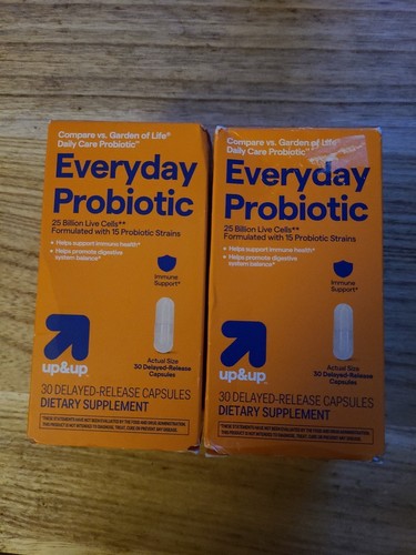 2 Up & Up Everyday Probiotic 60 Delayed Release Capsules Exp Aug 2026 ...