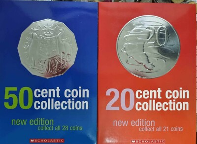 50c- 20c SCHOOLASTIC Coin Album's " Scholastic " 2 X Album's DISPLAY ...
