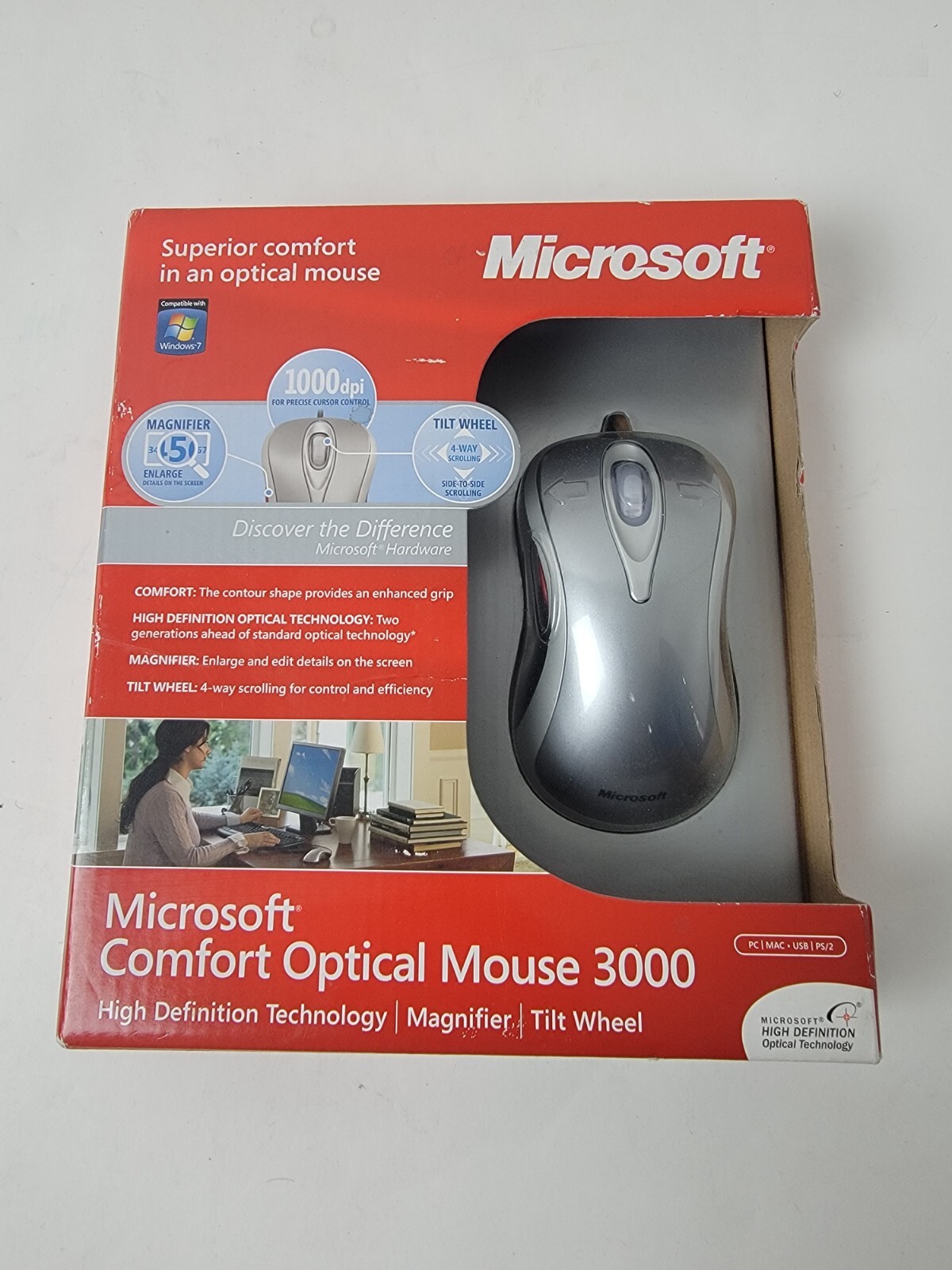 Microsoft Comfort Optical Mouse 3000 Wired Mouse New Sealed NIB 1000 ...