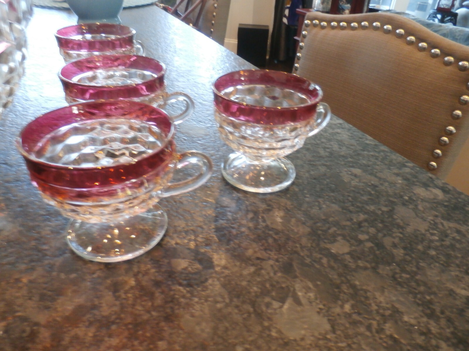 INDIANA GLASS WHITEHALL Ruby Red punch bowl with 12 footed cups | eBay
