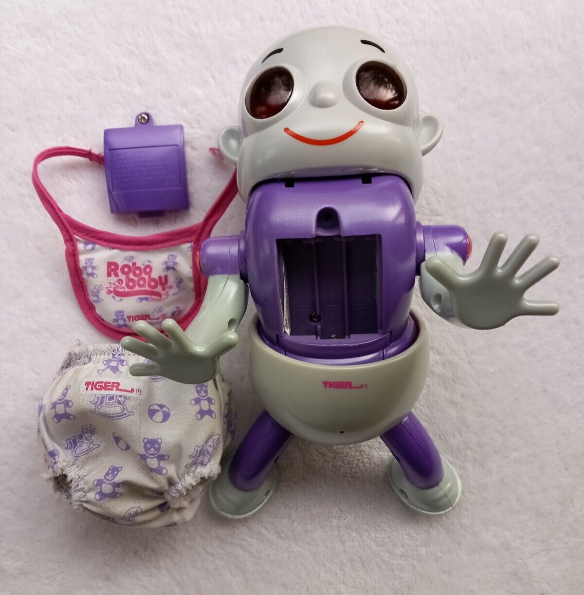 2001 Hasbro Tiger Sega Toys Robo Baby Interactive Purple Diaper Bib ...