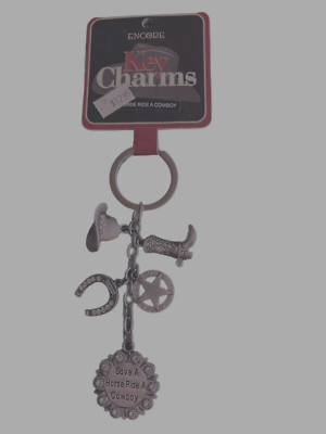 Western Key Ring Save A Horse Ride A Cowboy Boot Hat Horseshoe Star ...