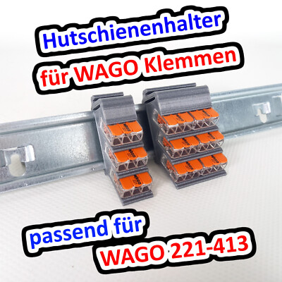 Hutschienenhalter für bis zu 6x Wago Klemmen / lever clamps (221-413 ...