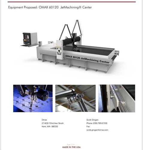 OMAX 60120 JetMachining Center 2018 Waterjet 50HP 100k PSI Pump ...