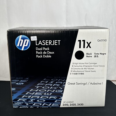 HP Laserjet 11x Dual Pack Black Ink Cartridges Q6511XD HP 2410 2420 ...