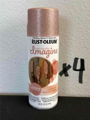 ^ Lot of 4 RUST-OLEUM Craft & Hobby Rose Gold Intense Glitter Spray ...