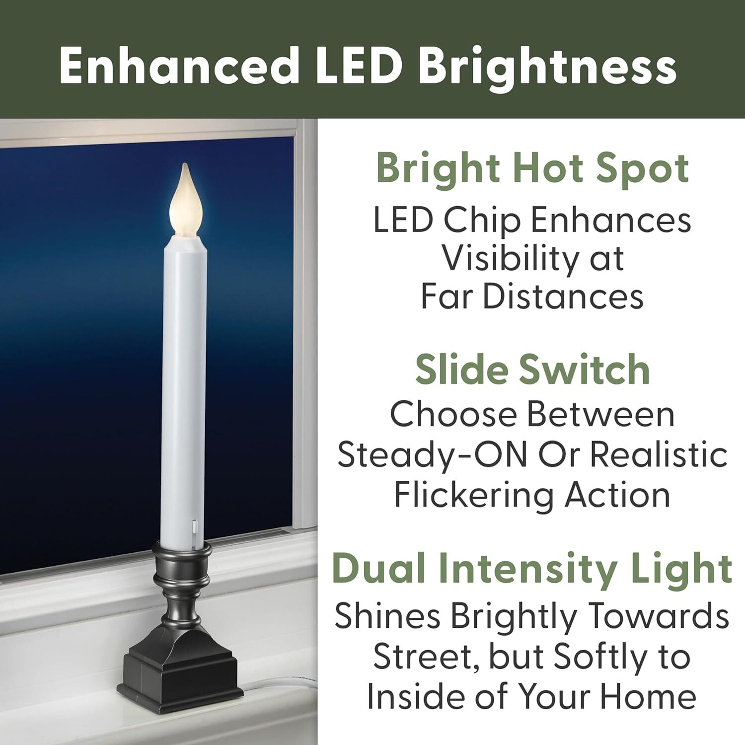 612 Vermont LED Electric Window Candles with Bright Hot Spot, Antique ...