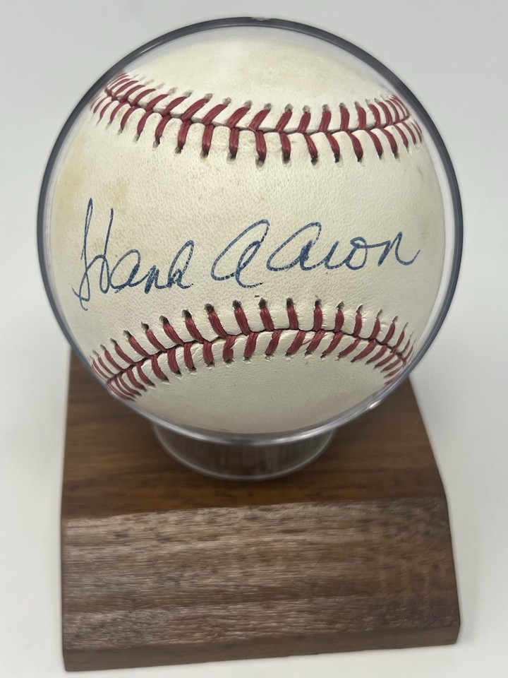 Hank Aaron Autographed Hand Signed Baseball Auto Atlanta Braves Hall of ...