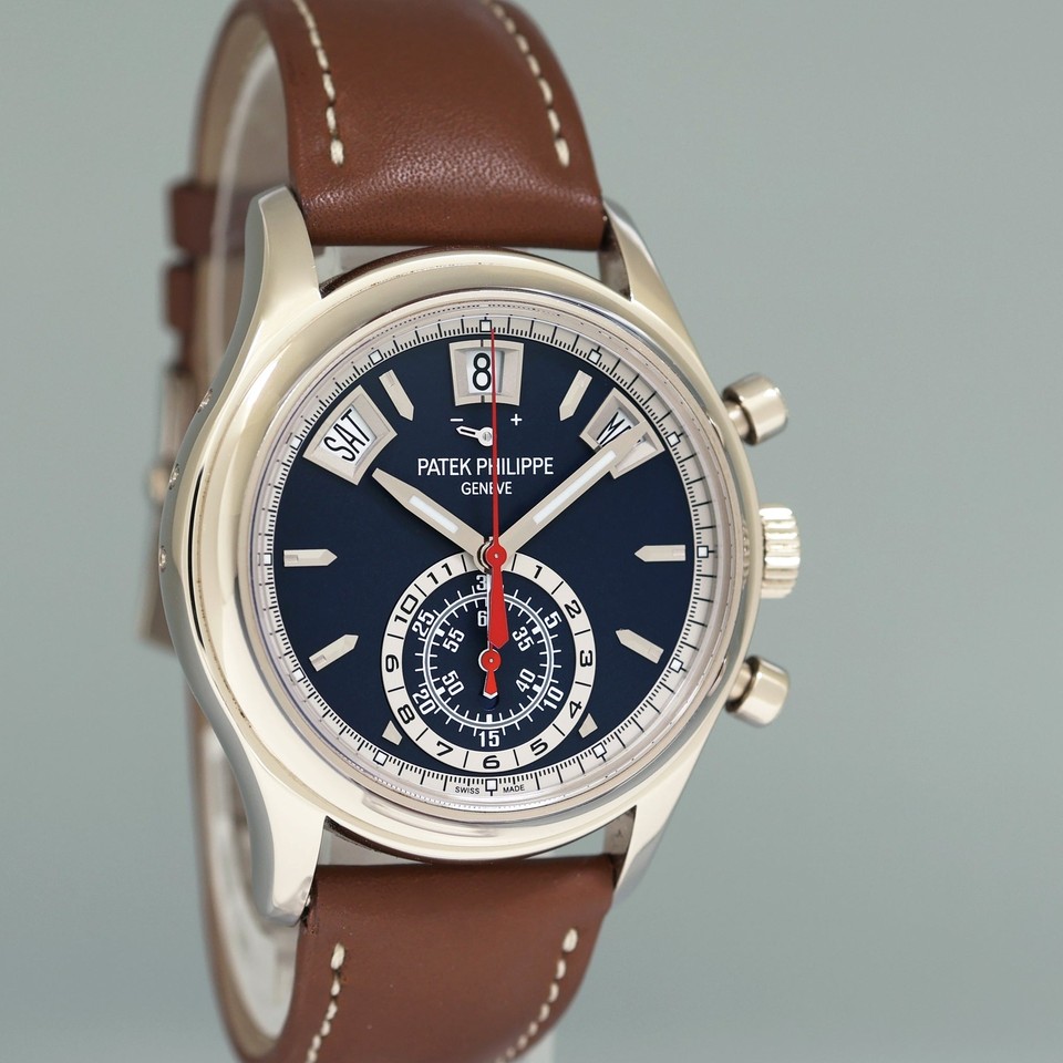 PAPERS MINT Patek Philippe 5960G White Gold Chrono Blue Calendar 40.5mm ...