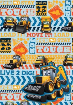 JCB Digger wrapping paper - Gift Wrap 2 sheets 49cm x 70cm Construction ...