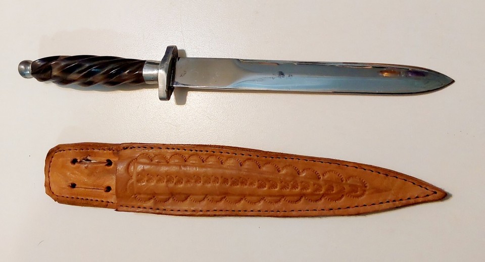 Vintage Custom Handmade Mexican Mexico Large Engraved Fighting Knife w ...