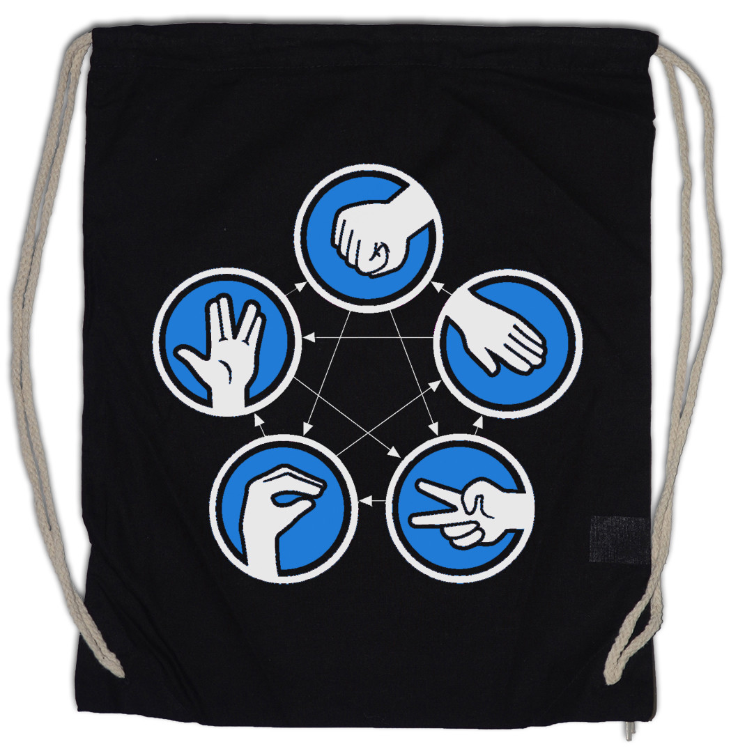 PAPER & ROCK BIG BANG BLACK THEORY Drawstring Bag Sheldon Lizard Spock ...