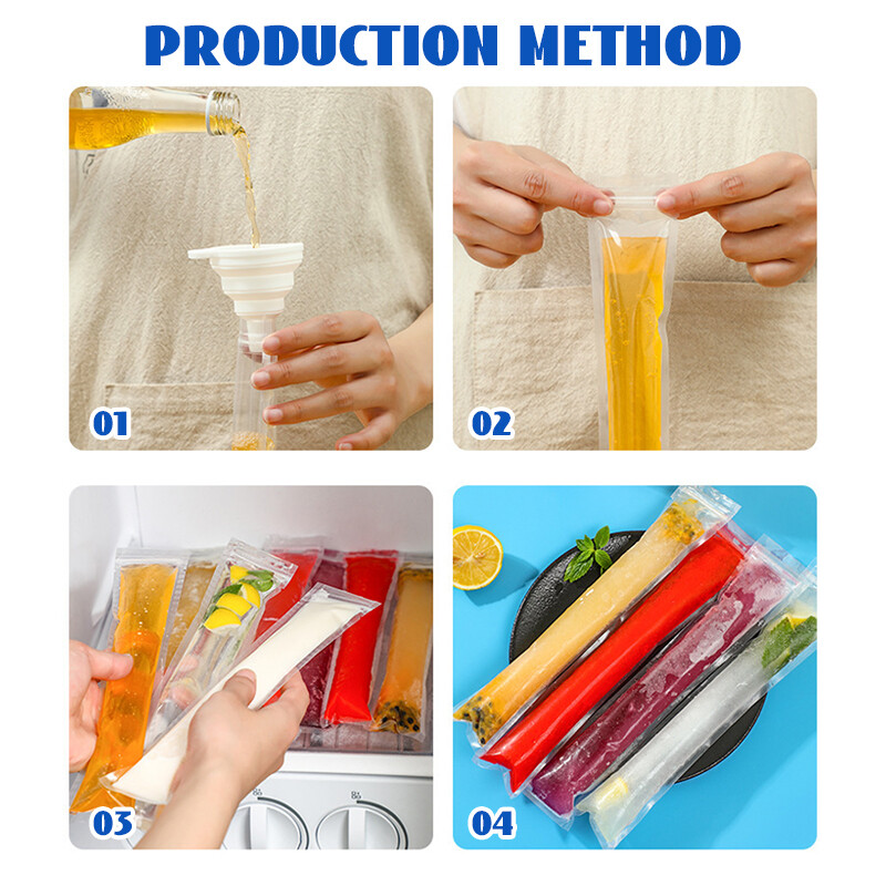 Disposable Ice Popsicle Bags DIY Ice Cream Fruit Juice Smoothies ...