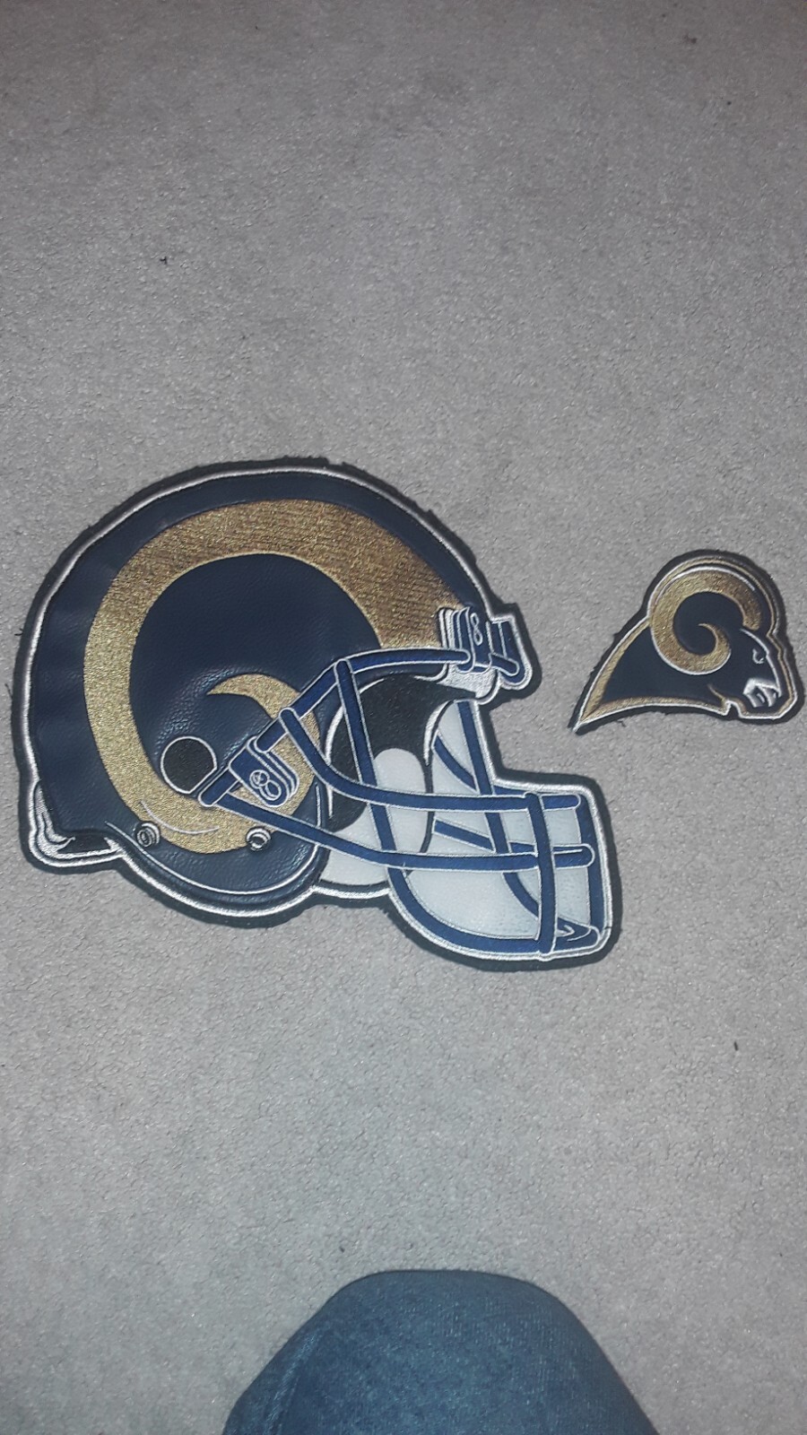Two blue and gold LA Rams football patches 10x8 and 3x4 gently used | eBay