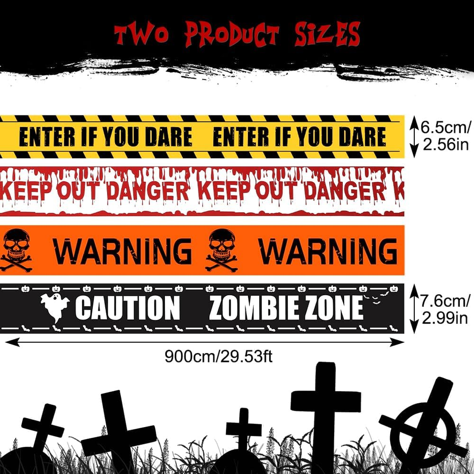 XOYTN 4Rolls Halloween Caution Tapes, 36M Scary Fright Horror Halloween ...