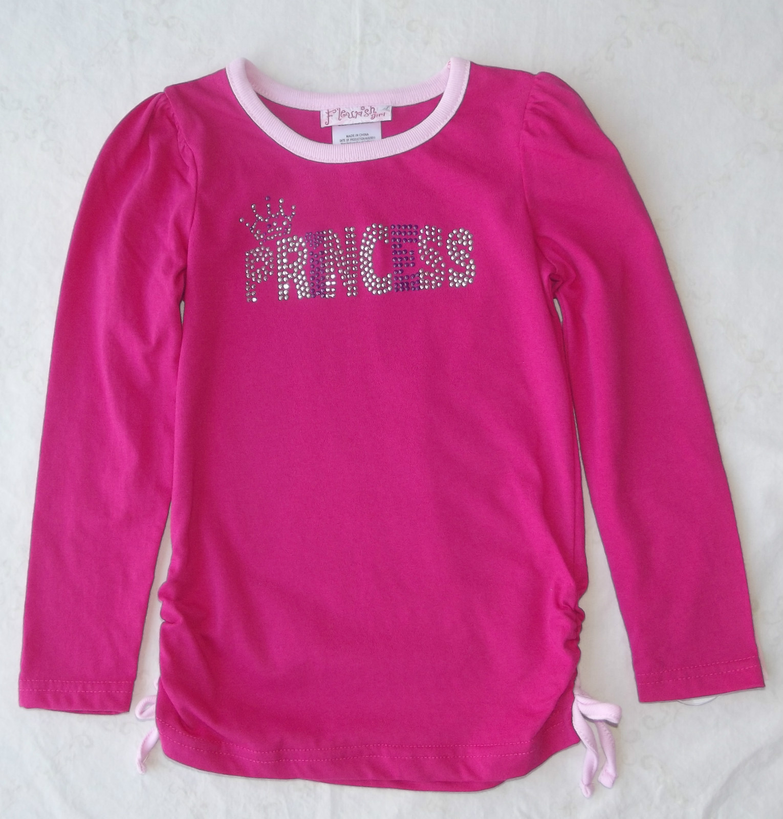 Fleurish Girl Embellished "Princess" Pink Long Sleeve T-Shirt size 4 ...